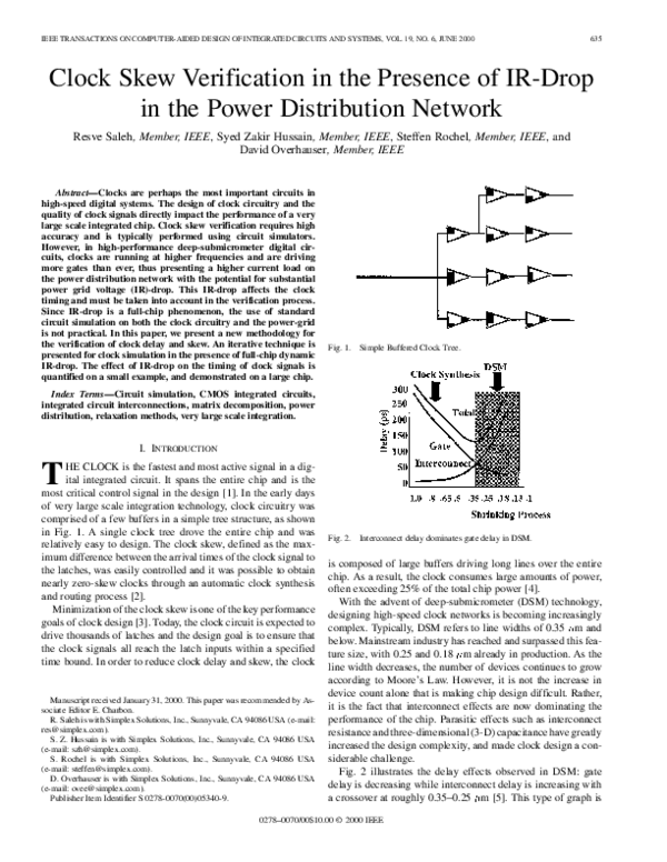 (PDF) Clock skew verification in the presence of IR-drop in the power distribution network