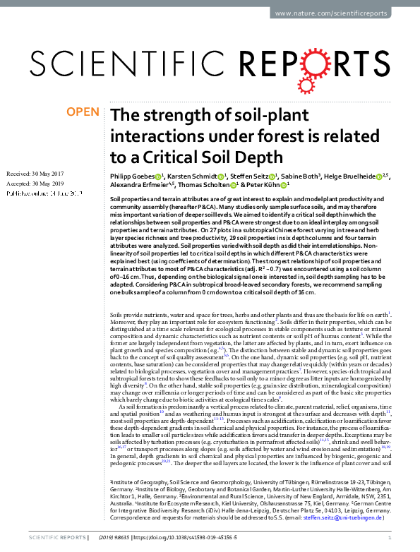 (PDF) The strength of soil-plant interactions under forest is related ...