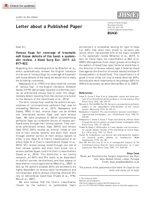 (PDF) Letter about a Published Paper