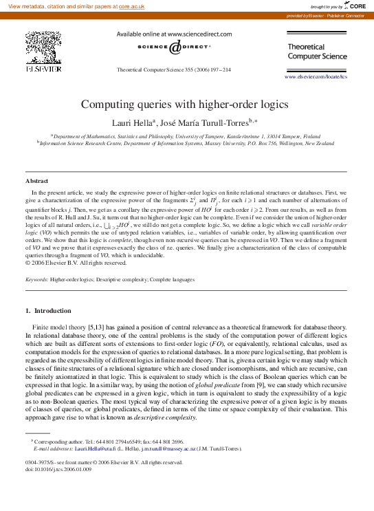 (PDF) Computing queries with higher-order logics