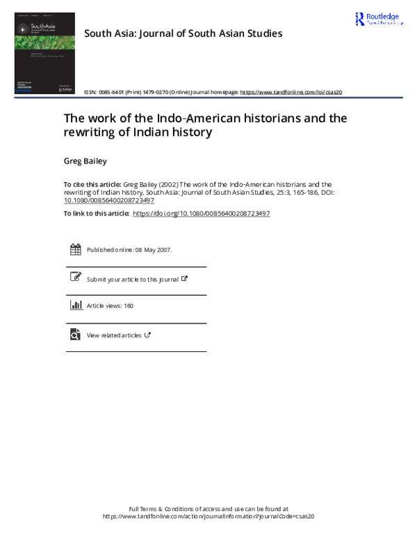 (PDF) The work of the Indo‐American historians and the rewriting of ...