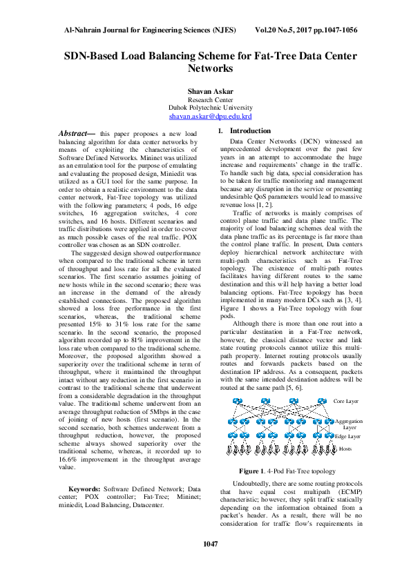 (PDF) SDN-Based Load Balancing Scheme for Fat-Tree Data Center Networks