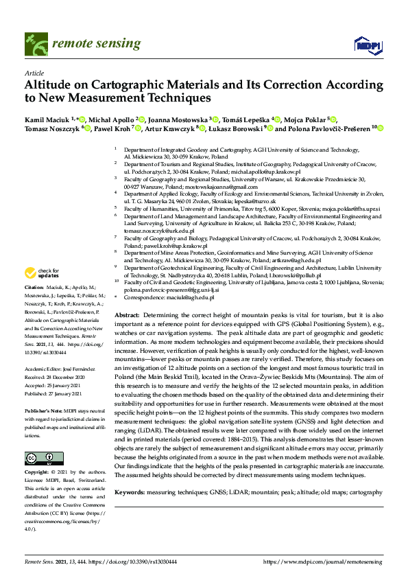 (PDF) Altitude on Cartographic Materials and Its Correction According to New Measurement Techniques