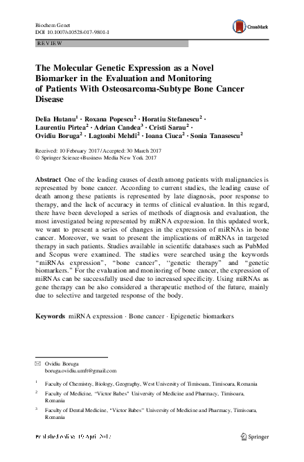 (PDF) The Molecular Genetic Expression as a Novel Biomarker in the Evaluation and Monitoring of ...