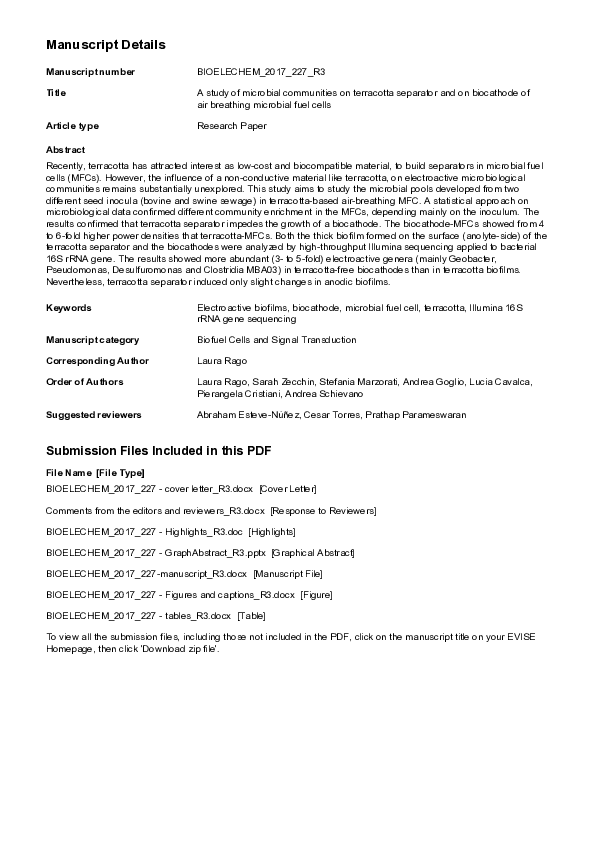 (PDF) A study of microbial communities on terracotta separator and on ...