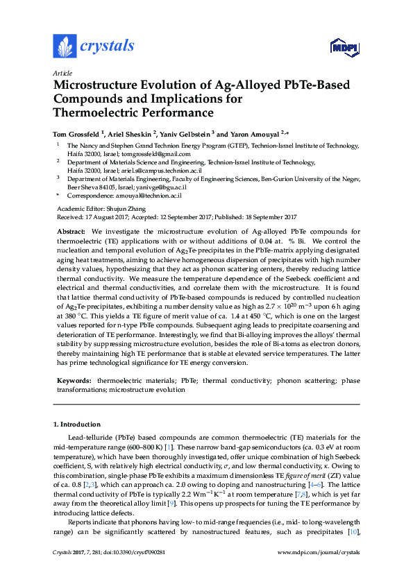 (PDF) Microstructure Evolution of Ag-Alloyed PbTe-Based Compounds and Implications for ...