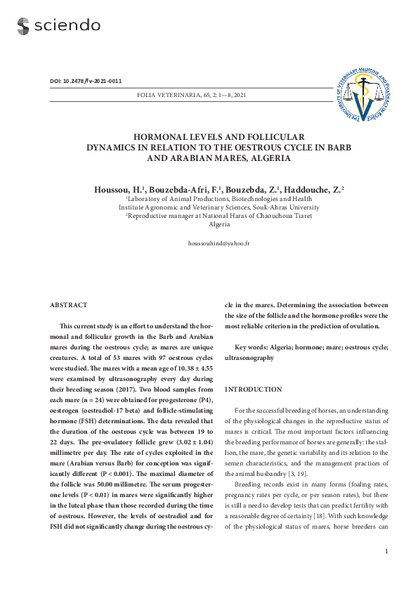 (PDF) Hormonal Levels and Follicular Dynamics in Relation to the ...