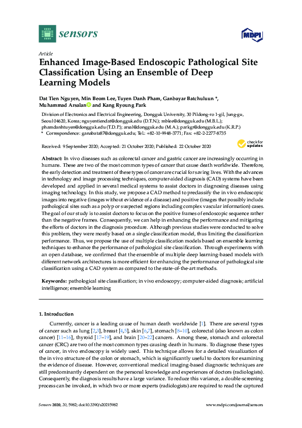 (PDF) Enhanced Image-Based Endoscopic Pathological Site Classification Using an Ensemble of Deep ...