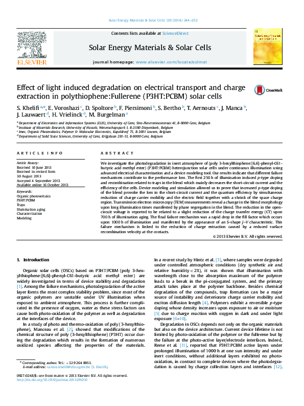 (PDF) Effect of light induced degradation on electrical transport and ...