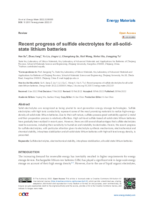 (PDF) Recent progress of sulfide electrolytes for all-solid-state ...