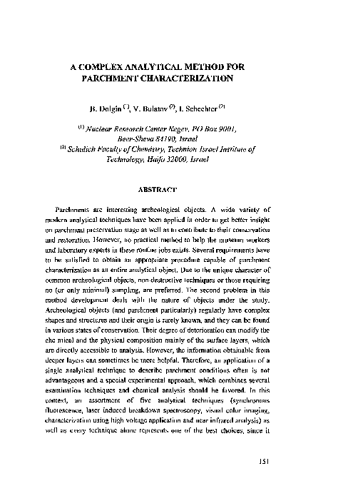 (PDF) A complex analytical method for parchment characterization