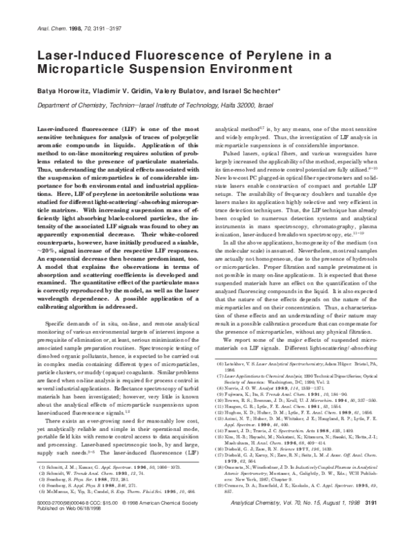(PDF) LIF of Perylene in Microparticle Suspensions: Effects and Modelling