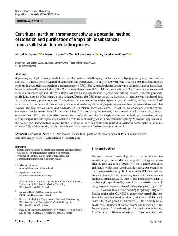 Pdf Centrifugal Partition Chromatography As A Potential Method Of Isolation And Purification