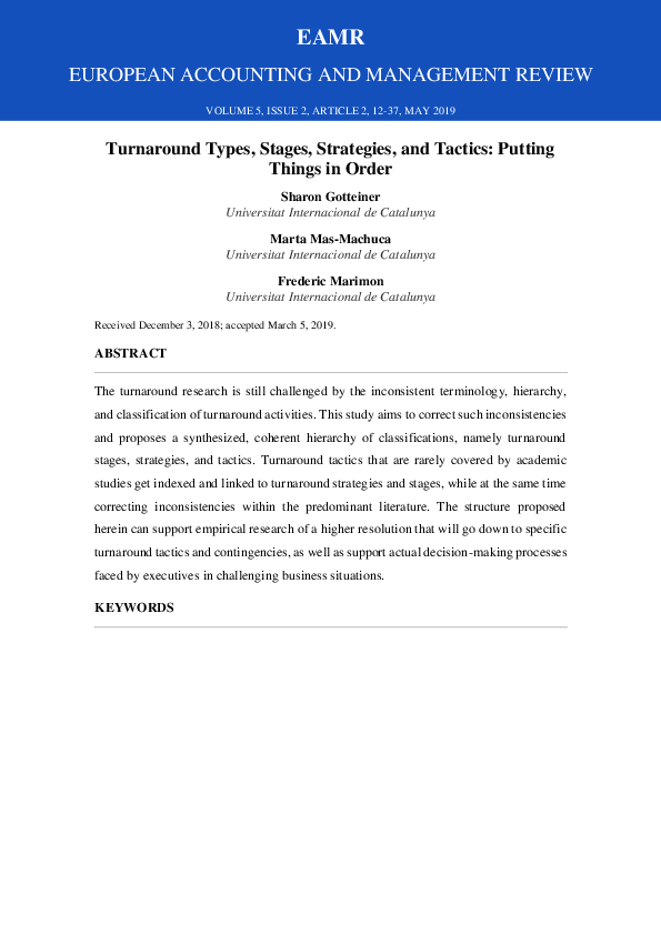 (PDF) Turnaround Types, Stages, Strategies, and Tactics: Putting Things ...