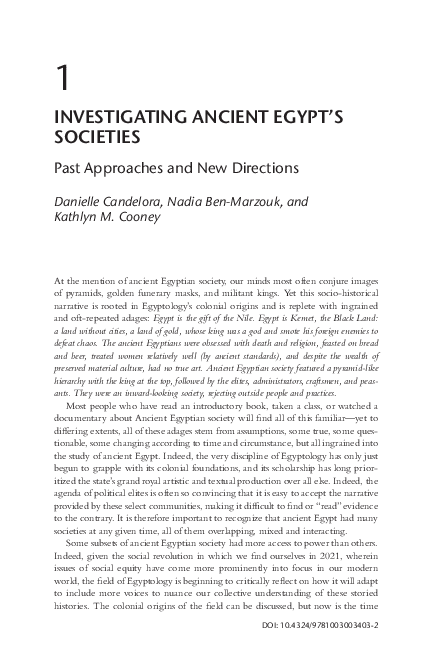 (PDF) Investigating Ancient Egypt’s Societies: Past Approaches and New ...