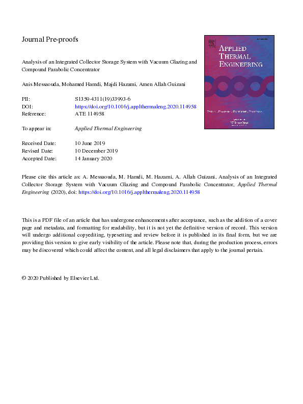 (PDF) Analysis of an integrated collector storage system with vacuum ...