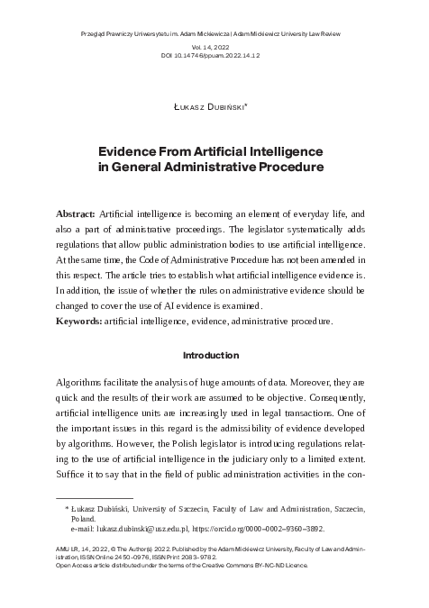 (PDF) Evidence From Artificial Intelligence in General Administrative ...