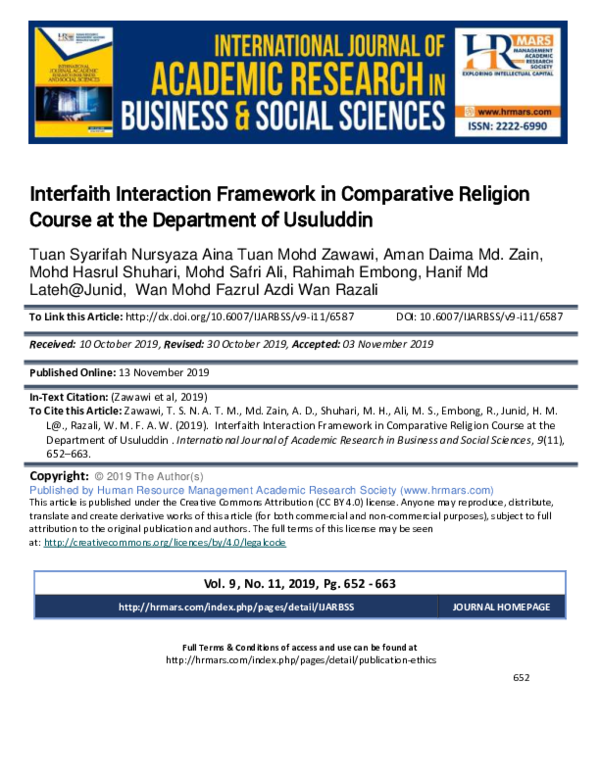 (PDF) Interfaith Interaction Framework in Comparative Religion Course ...