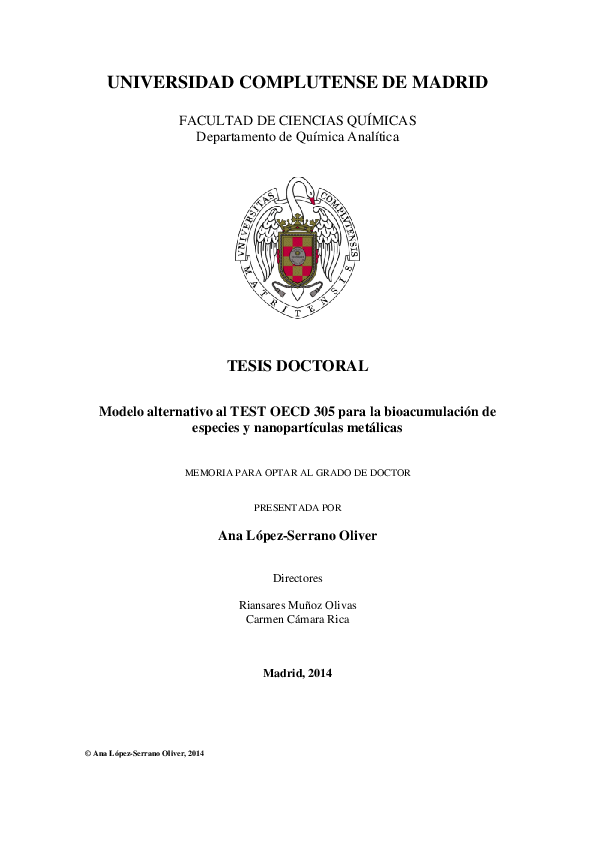 (PDF) Modelo alternativo al TEST OECD 305 para la bioacumulación de ...
