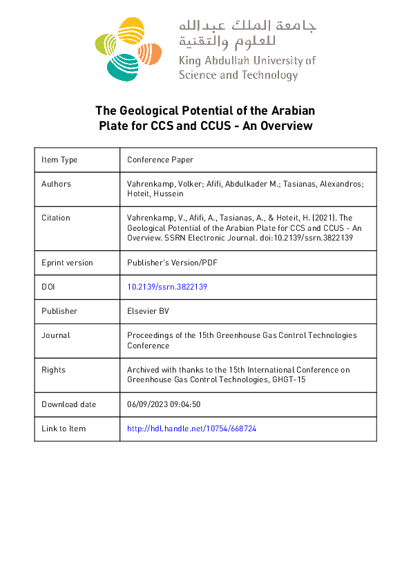 (PDF) The Geological Potential of the Arabian Plate for CCS and CCUS ...