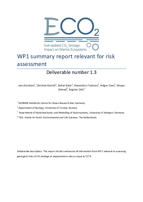 (PDF) WP1 summary report relevant for risk assessment