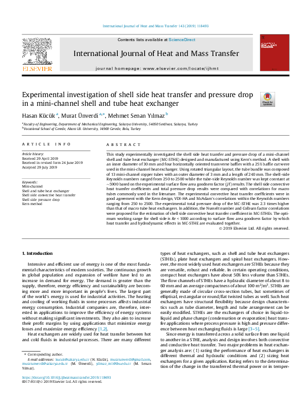 (PDF) Experimental investigation of shell side heat transfer and ...