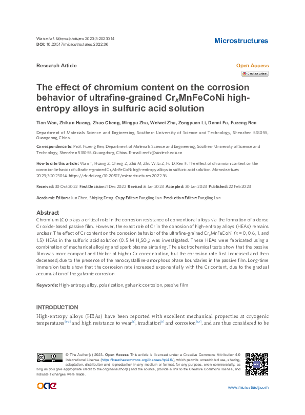 Pdf The Effect Of Chromium Content On The Corrosion Behavior Of Ultrafine Grained Cr X