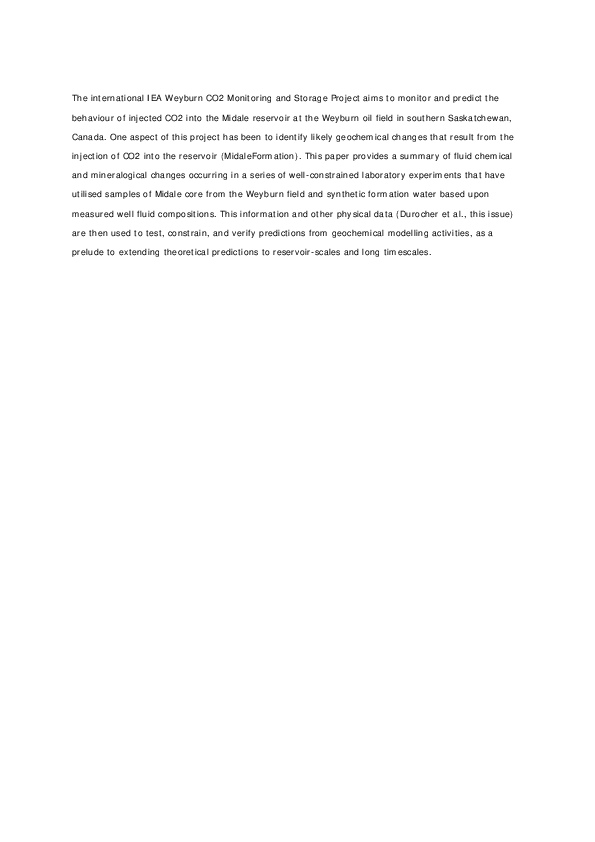 (PDF) The geochemical reactions resulting from CO2 injection into the ...