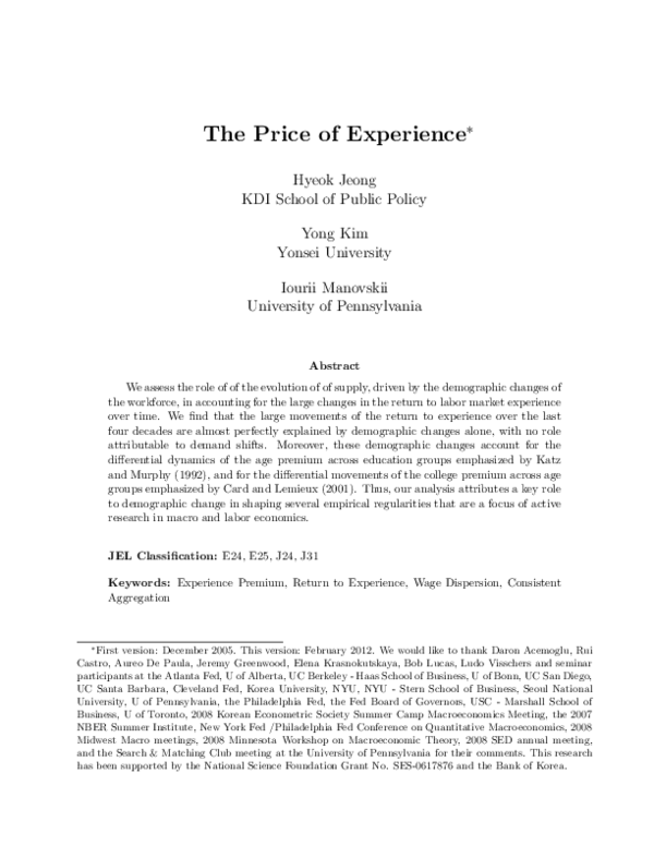 (PDF) The Price of Experience