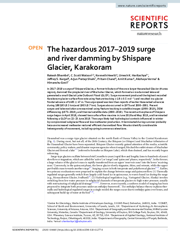 (PDF) The hazardous 2017–2019 surge and river damming by Shispare ...