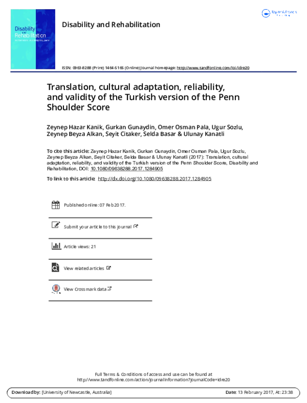 (PDF) Translation, cultural adaptation, reliability, and validity of ...