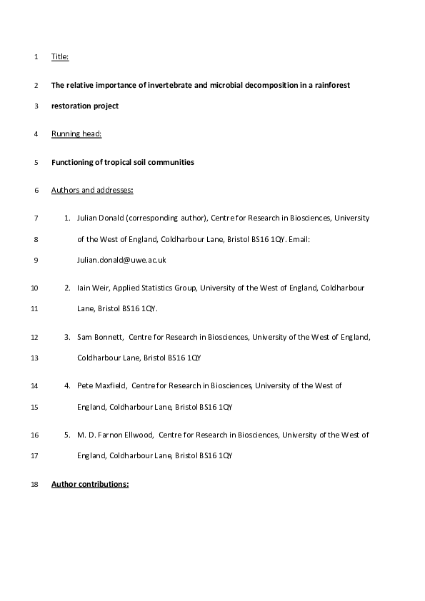 (PDF) The relative importance of invertebrate and microbial ...