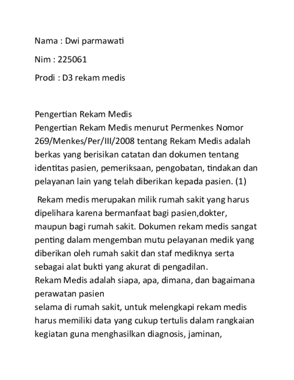 (DOC) Resume Rekam Medis
