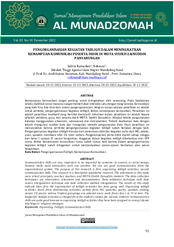 (PDF) Pengorganisasian Kegiatan Tabligh Dalam Meningkatkan Kemampuan ...