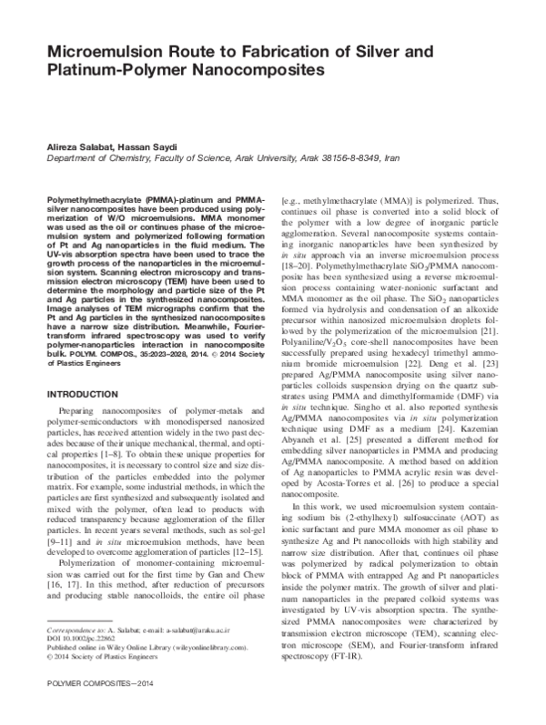 (PDF) Microemulsion route to fabrication of silver and platinum-polymer ...