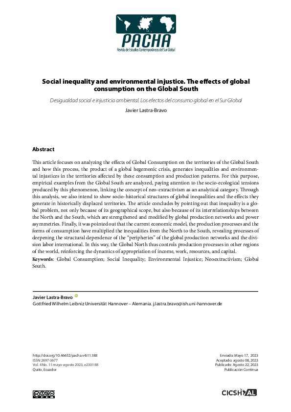 (PDF) Social inequality and environmental injustice. The effects of ...