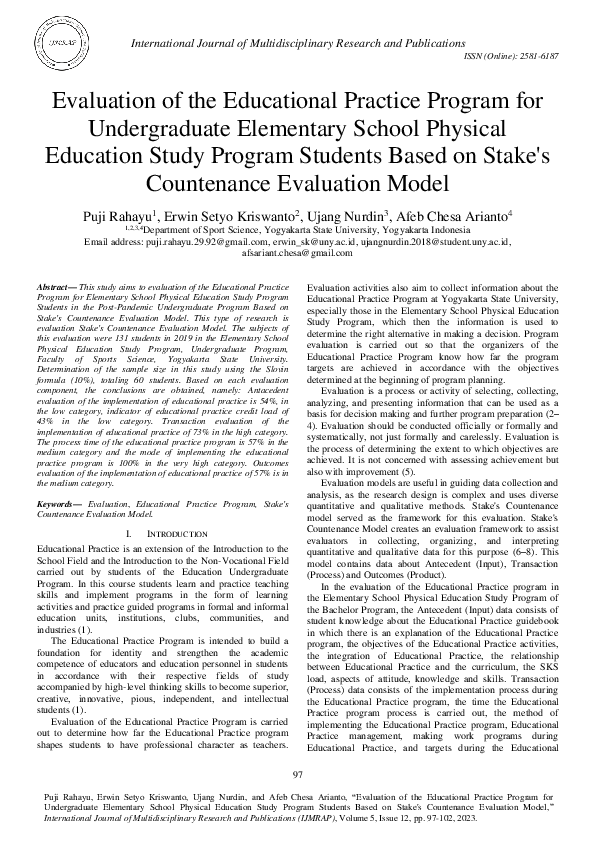 (PDF) Evaluation of the Educational Practice Program for Undergraduate ...