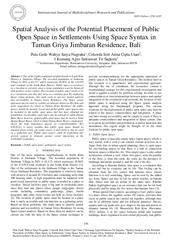 (PDF) Spatial Analysis of the Potential Placement of Public Open Space in Settlements Using ...