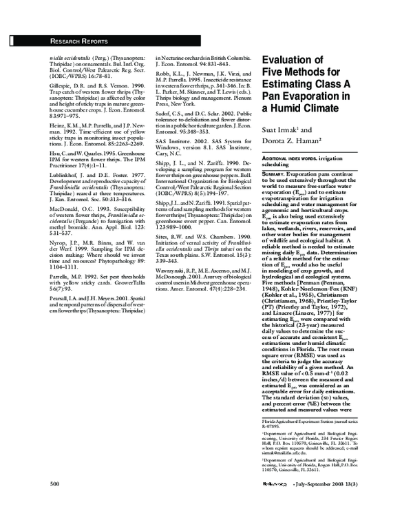 (PDF) Evaluation of Five Methods for Estimating Class A Pan Evaporation ...