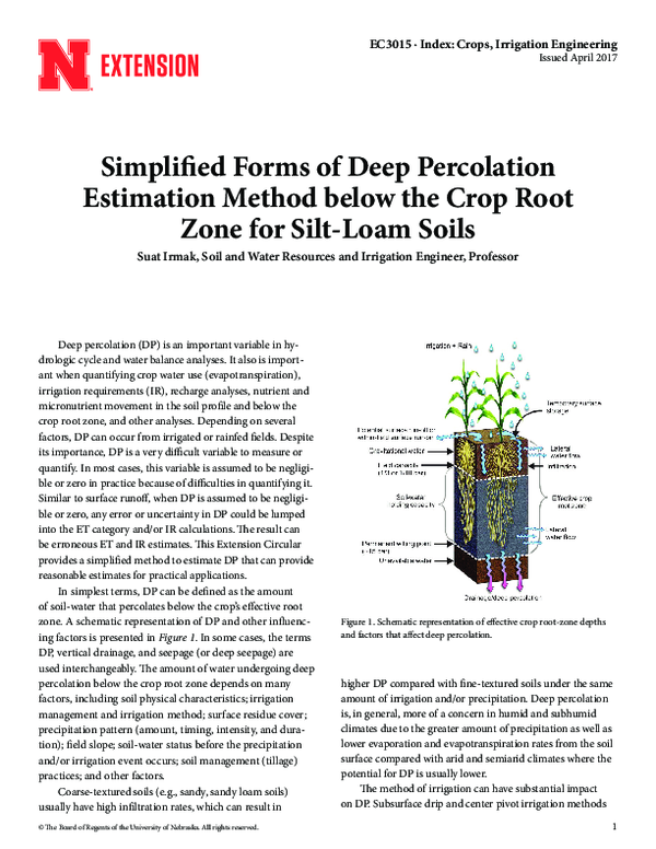 (PDF) Simplified Forms of Deep Percolation Estimation Method below the ...