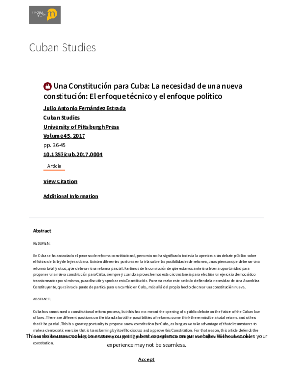 (PDF) Una Constitución para Cuba: La necesidad de una nueva constitución: El enfoque técnico y ...