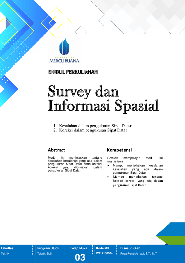 (PDF) Modul 3 Survey dan Informasi Spasial Kesalahan dalam pengukuran ...