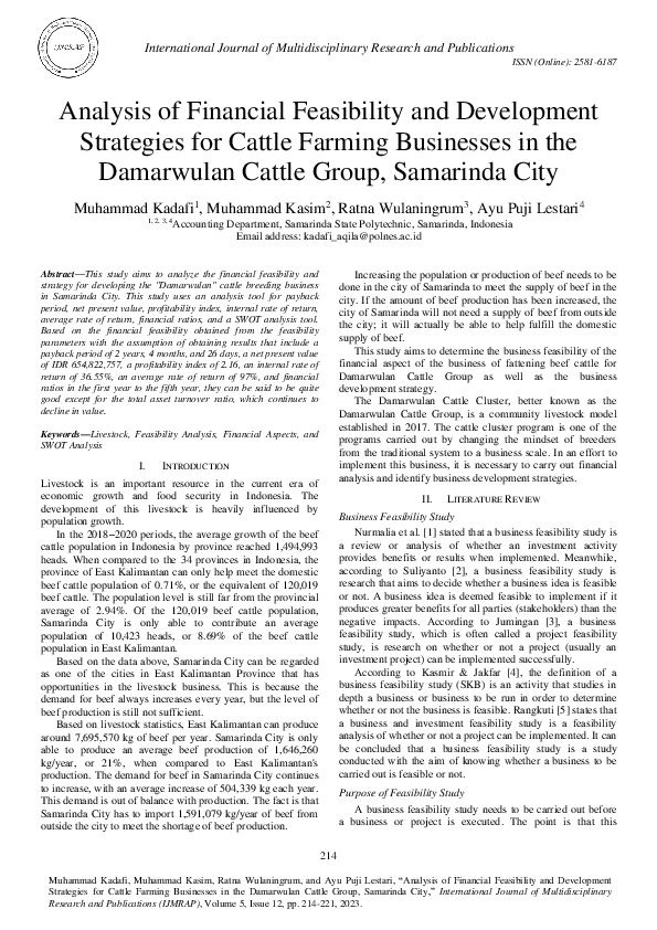 (PDF) Analysis of Financial Feasibility and Development Strategies for ...