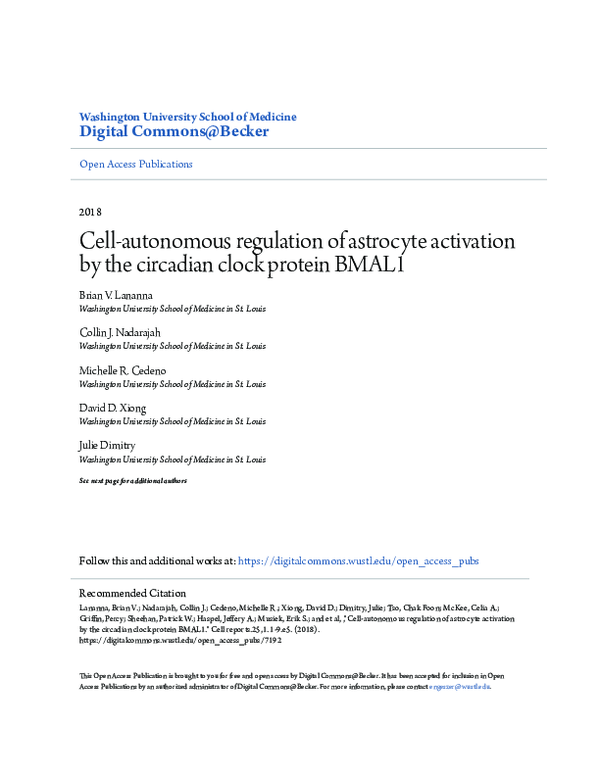 (PDF) BMAL1's Role in Astrocyte Activation Regulation