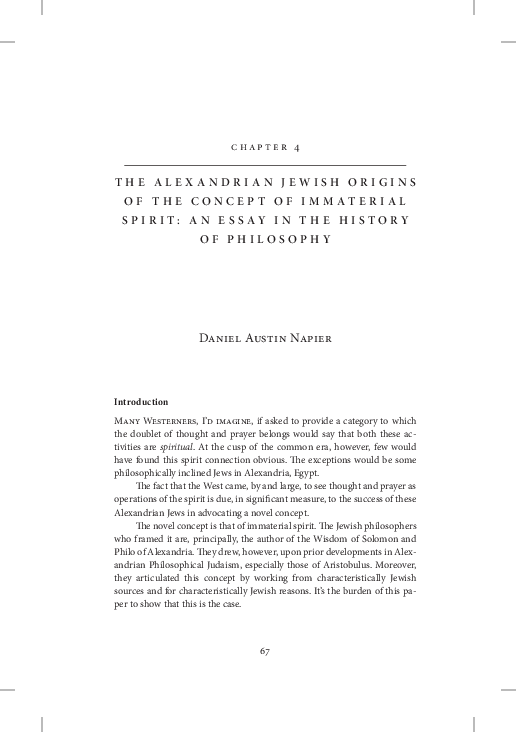 (PDF) The Alexandrian Jewish Origins of the Concept of Immaterial ...