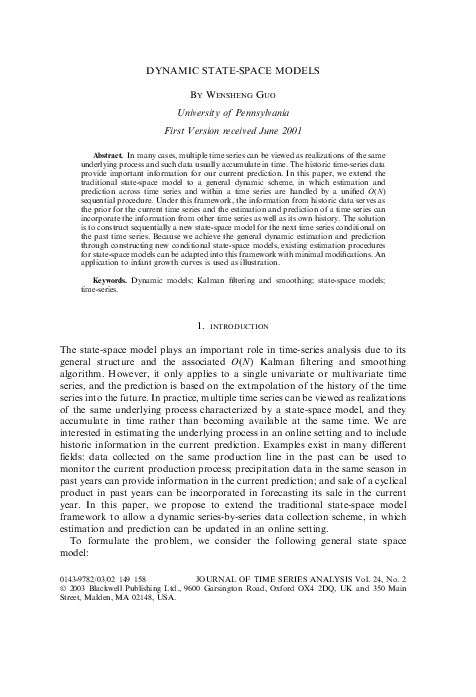 Pdf Dynamic State Space Models