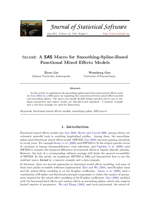 (PDF) fmixed: ASASMacro for Smoothing-Spline-Based Functional Mixed Effects Models