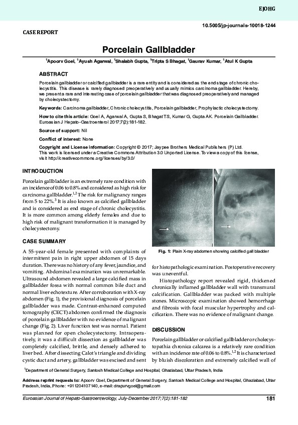 (PDF) Porcelain Gallbladder