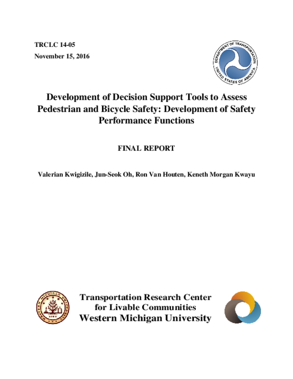 (PDF) Development of decision support tools to assess pedestrian and bicycle safety ...