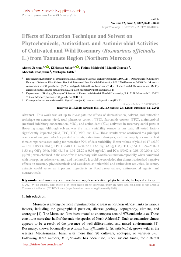 (PDF) Effects of Extraction Technique and Solvent on Phytochemicals, Antioxidant, and ...